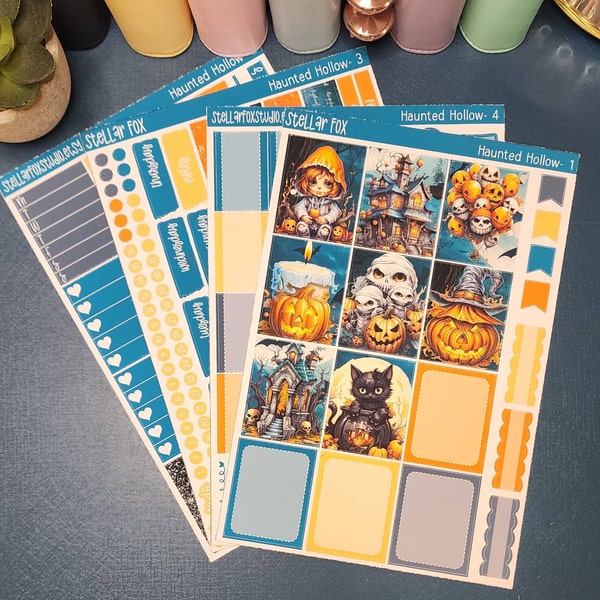 Halloween Planner Mini Sticker Kit , Autumn Vertical Weekly Kit ...