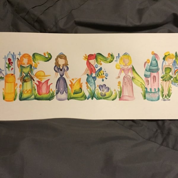 Custom Disney Inspired Princess Name Painting - Etsy