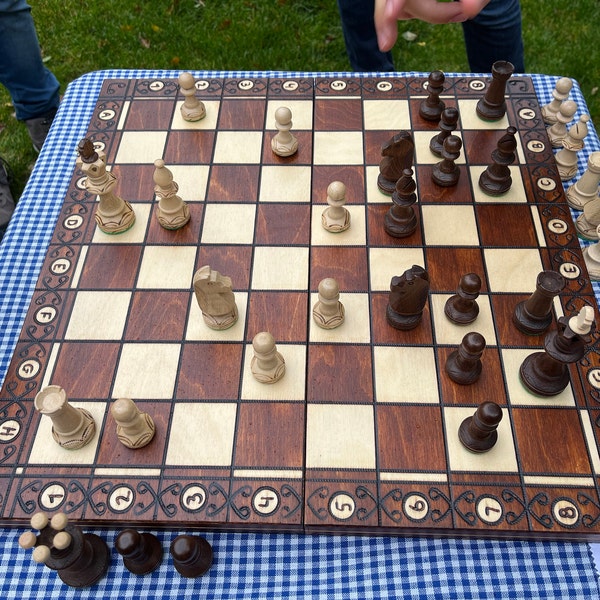 Chess Set With Storage - Tiger Ebony Wood Board 48x48cm and Royal Chess ...