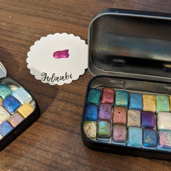 Handmade Watercolour Tester Pack - Set of 24 Mini Pans - Metallic and ...