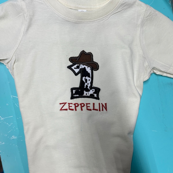 Number One Cowboy Hat 1st Birthday Applique Machine Embroidery Design ...