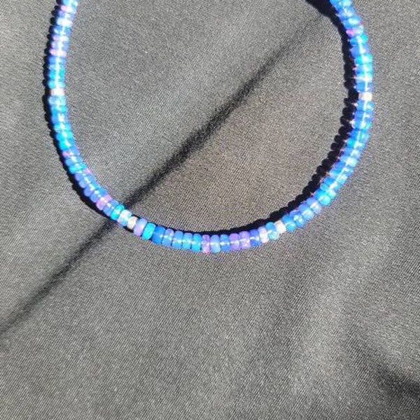 Lavender Fire Ethiopian Opal Bar Pendant Necklace, Handmade Pendant ...