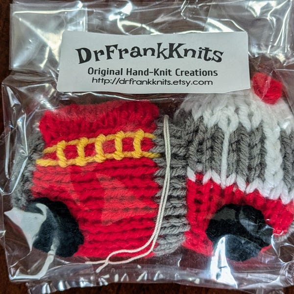 Miniature Fire Engine Knitted Soft Toy - Model Vehicle - Fire Truck ...