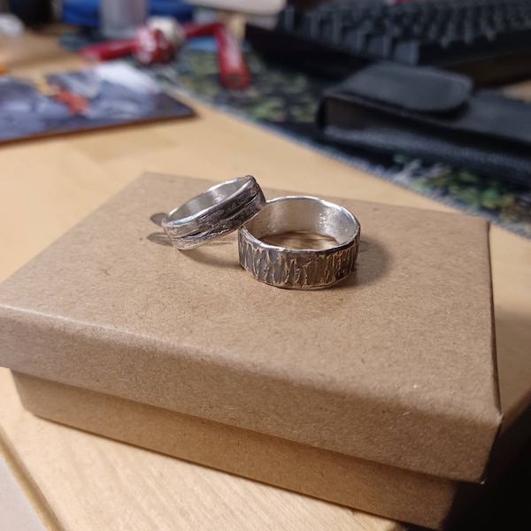 Birch and Maple Bark Rings, Custom Tree Bark Rings, Wedding Bands ...