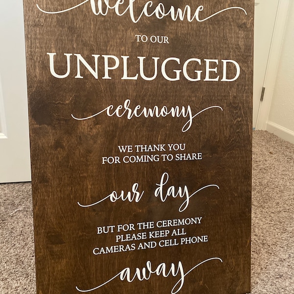 Unplugged Wedding Sign - Unplugged Ceremony Sign - Vertical Wooden ...