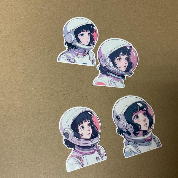 Cute Anime Pink Lo-fi Girl Relaxing Neon Hair Listing to Music With ...