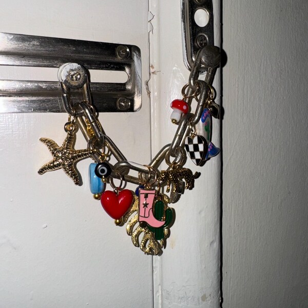 Maria Charm Necklace, Gold Charm Necklace, Multi Charm Necklace ...