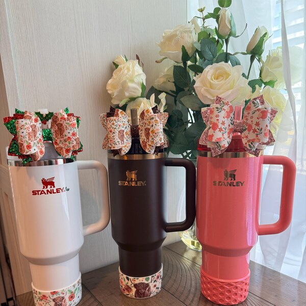 Pink Cow Straw Topper, Straw Topper for Stanley Cup, Bow Straw Topper ...