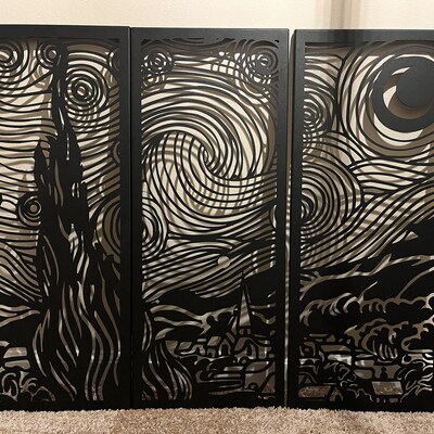 Van Gogh Starry Night Metal Wall Art, Van Gogh Metal Wall Art, Living ...