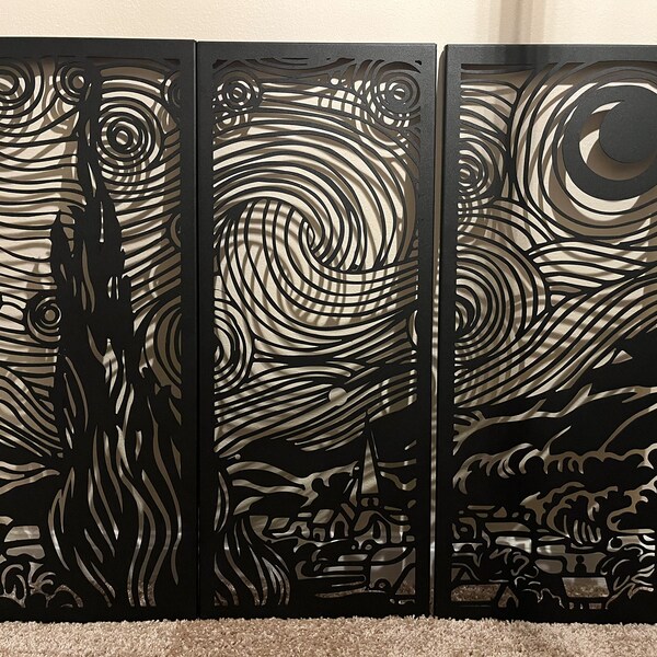 Van Gogh Starry Night Metal Wall Art, Van Gogh Metal Wall Art, Living ...