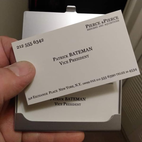 Patrick Bateman Business Card Case and Video Store Rental Card American ...