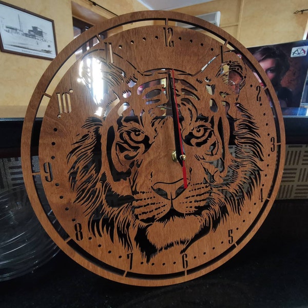 Tiger Wall Clock Wood Gift for Women Girl Tiger Gift 5th Anniversary ...