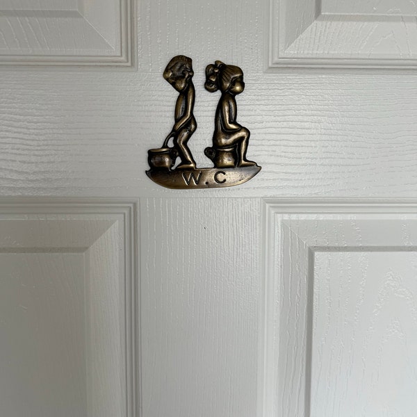 Solid Brass Bathroom Door Signs - Toilet Door Badges - Bathroom ...