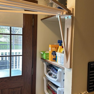 Wall Mount Clothes Drying Rack, Wooden Ladder Mount Holds 250 Lbs Amish ...