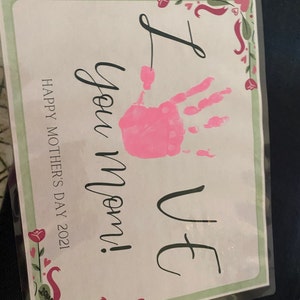 Happy Mother's Day Printable Handprint Card, Love You Mom, Easy DIY ...