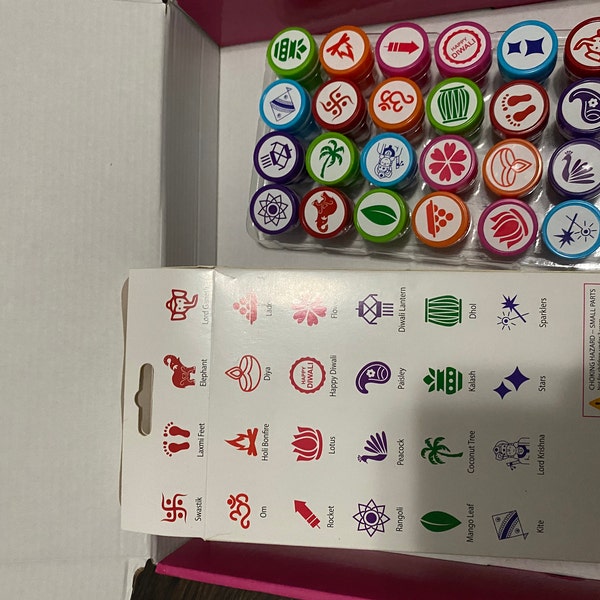 Diwali Art Self-ink Stamps for Kids - 24 Unique Indian Themed Designs ...