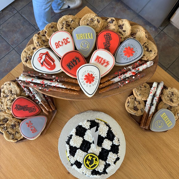 24 Large Guitar Picks Rock Band Name Custom Cookies, Personalized ...