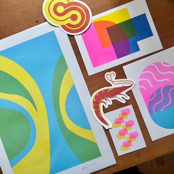 A3 Pink & Yellow Risograph Colour Chart - Large Riso Print / Wall Art ...