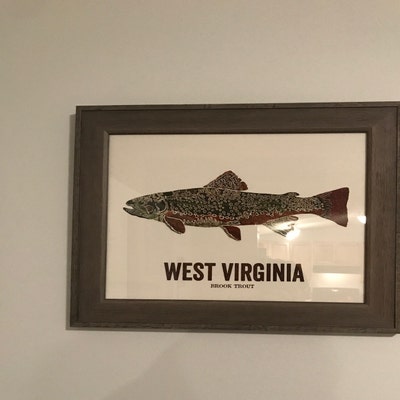 West Virginia State Fish, Map Art, Nature Outdoor Art, Vintage Map Art ...
