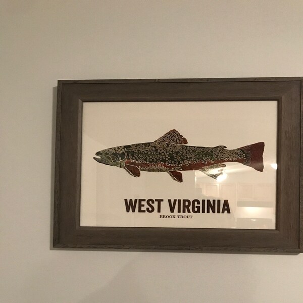 West Virginia State Fish, Map Art, Nature Outdoor Art, Vintage Map Art ...
