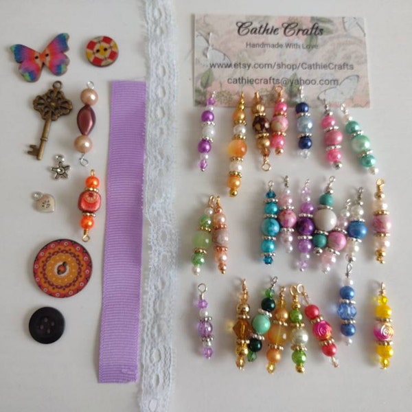 20 ORIGINAL Bead Dangles, Journal Charms, Beaded Journal Charms ...