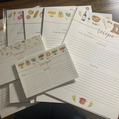 Watercolor Recipe Cards Set of 15, 30, or 50 Red Pots kitchen Theme ...
