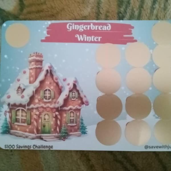 Gingerbread Winter Scratch-off Savings Challenge: One-sided Card - Etsy