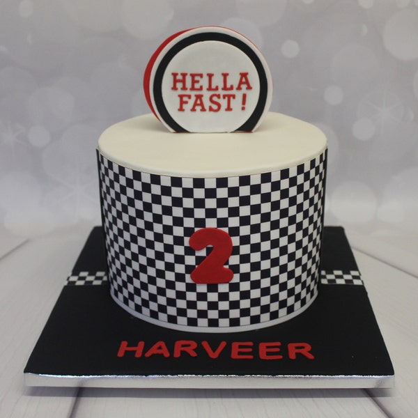 Chequered/checkered Flag Cake Band Ribbon Side Stripes Edible Icing or ...