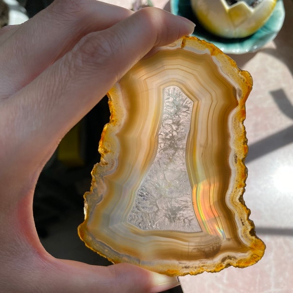 Extra Large Iris Agate Slice. Subtle Iridescent Agate. Natural Rainbow ...