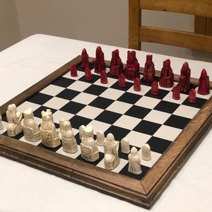 Made to Order Chess Set, Reynard the Fox Design in a Stone and Walnut ...