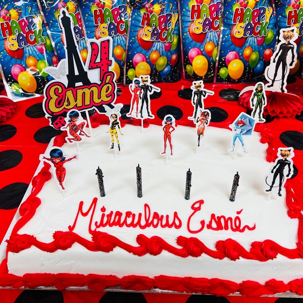 10 Pcs Miraculous Ladybug Cupcake Toppers - Adorable Party Decorations ...