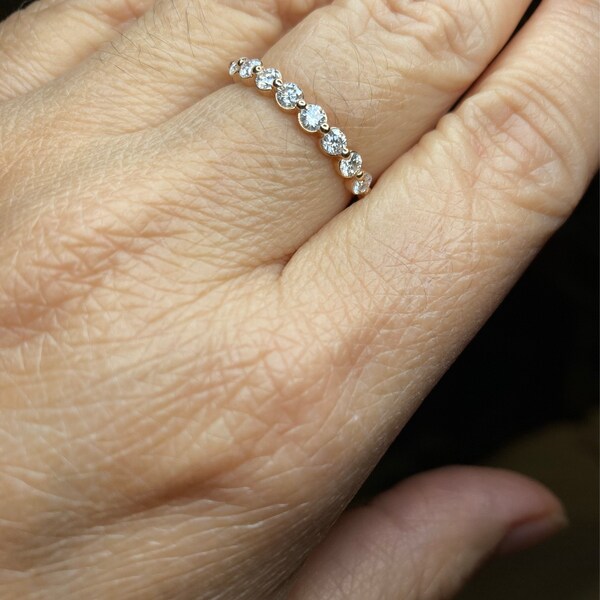 Round Old European Cut Floating Bubble Band, Wedding Band, 7 Colorless ...