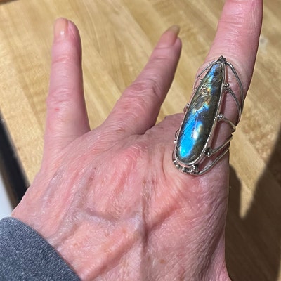 Big Labradorite Ring, Women Ring, Beautiful Gemstone Ring, Statement ...