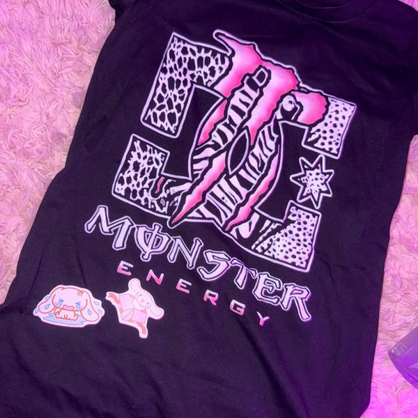 Y2K Monster Energy Graphic Tee – 2000s Grunge Shirt, Retro Emo Punk ...