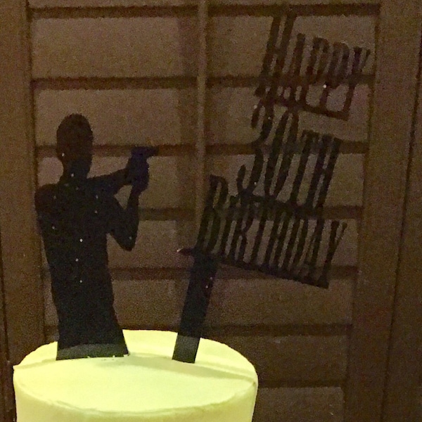 Gun Birthday Cake Topper, Any Age, Man Shooting, Mans Cake Topper ...