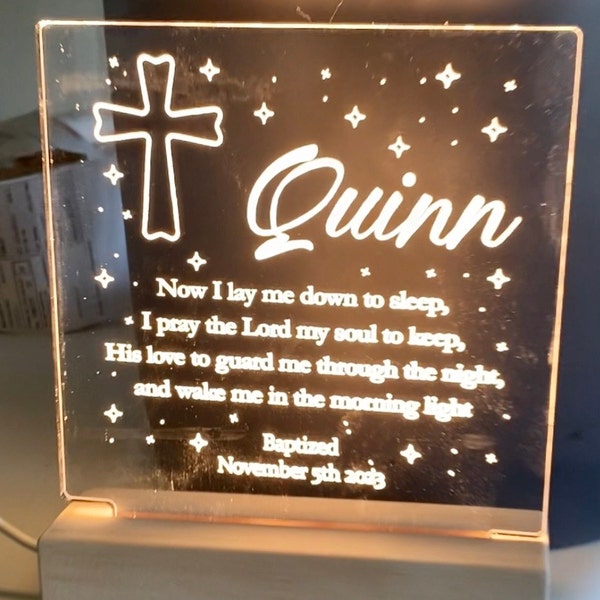 Personalized Baptism Night Light: Baby Girl Gift From Godmother - Etsy