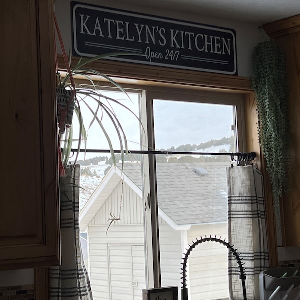 Kitchen Open 24/7 Sign, Personalized Kitchen Name Sign, Custom Gift ...