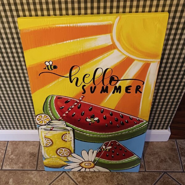 Summer Sign, Watermelon Sign, Hello Summer Sign, Lemonade Sign, Summer ...