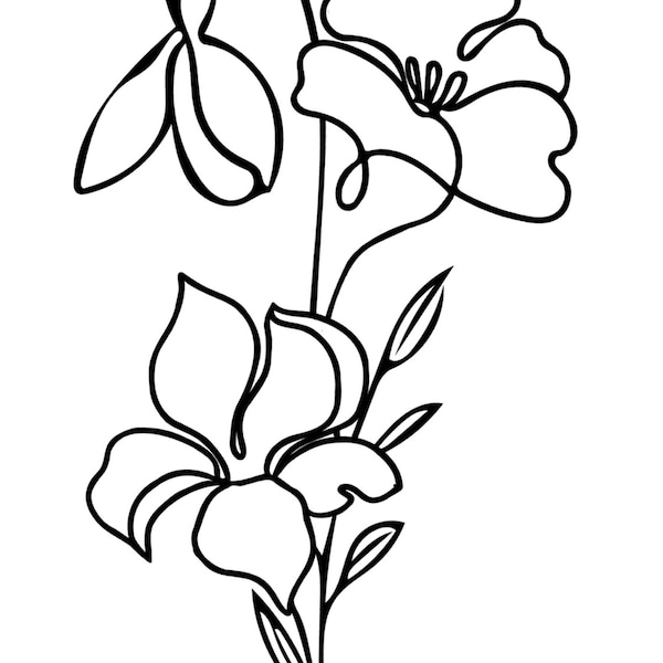 Daisy April Flower, Birth Flower Line Art Tattoo Drawing Design ...