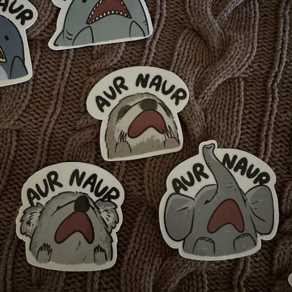 Aur Naur Cute Sticker | Series 4 | Funny Sticker | Koala Sloth Elephant ...