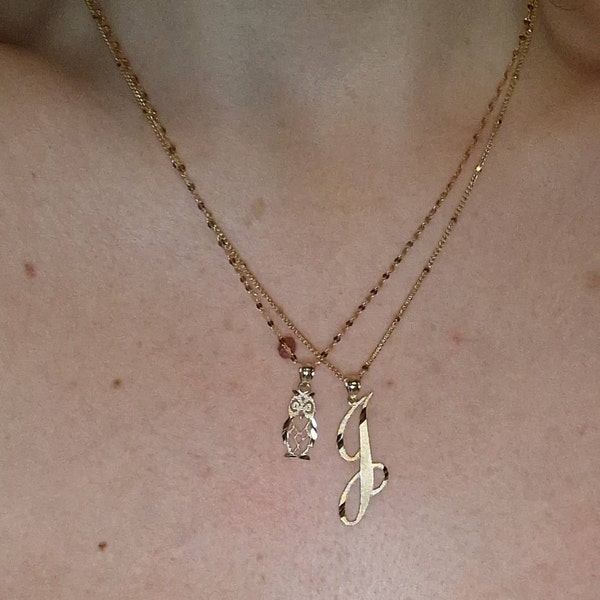 10k Solid Gold Initial Pendant Necklace - Letter Jewelry Gift - Etsy