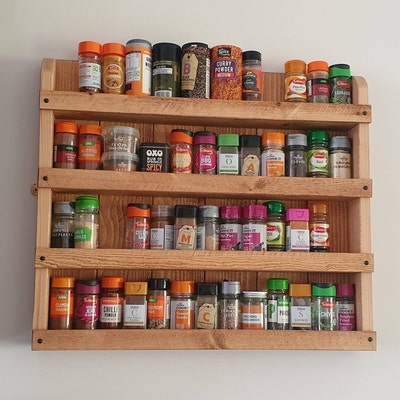 Rustic Spice Rack Wooden Spice Rack Wall Mounted Spice Rack - Etsy