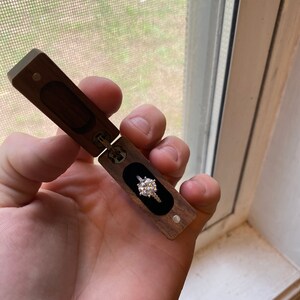 Flip Wood Ring Box Engraved Secret Engagement Ring Box Slim - Etsy