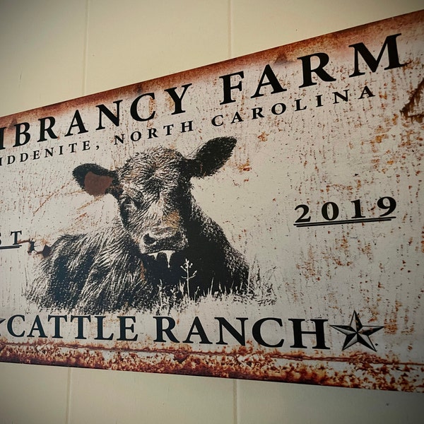 Rustic Cattle Ranch Sign Established Personalized Farmhouse Wall Art ...