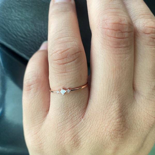 Koi Dainty Ring Rose Gold Filled Rings for Women Delicate Gemstone ...