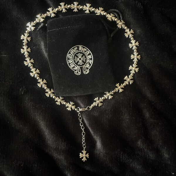 CH Gothic Style Y2K Punk Cross Charm Bracelet Chrome Silver 8.25 in for ...