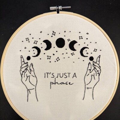 It's Just A Phase Moon Phase Embroidery Pattern and Guide DIY Digital ...