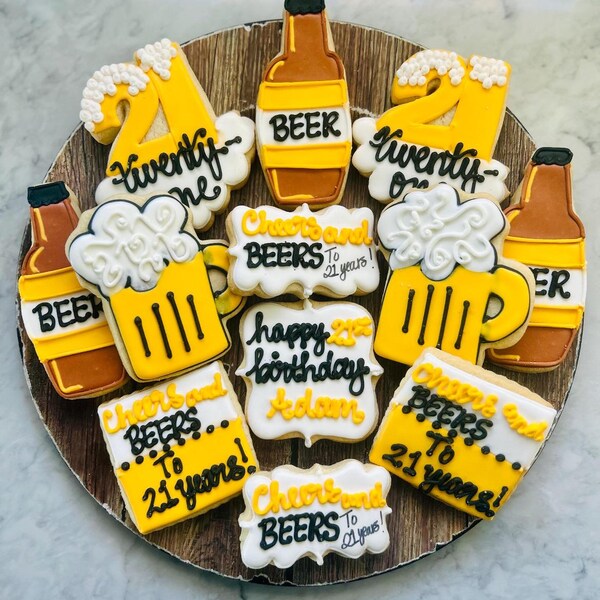 50th Birthday Beers and Cheers Birthday Sugar Cookies - Etsy