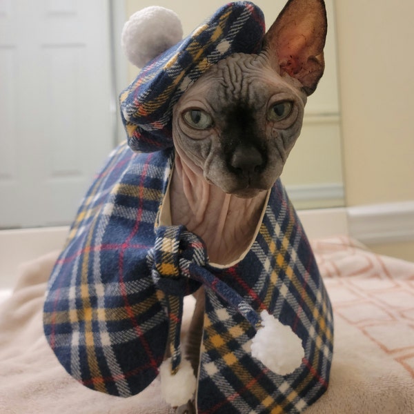 Beret and Cape for Pets, 2 Piece Costume for Cats and Dogs, Pet Cloak ...
