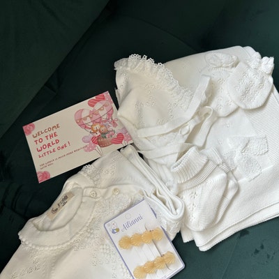 Merino Wool Knitted Baby Clothing Set With Baby Sweater and Pants ...